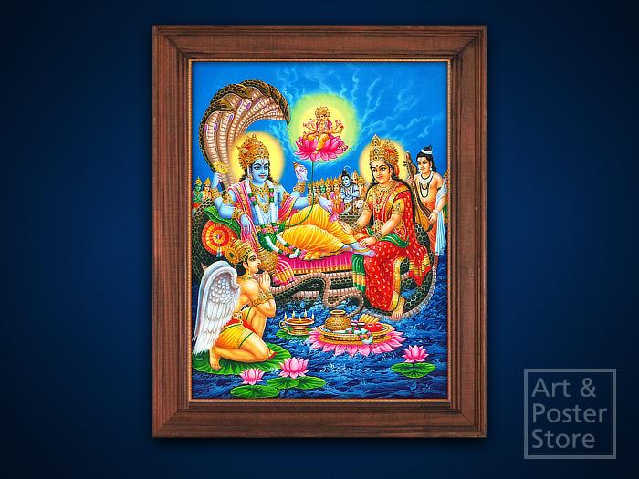 Second Life Marketplace - Hindu Deity | Vishnu | Dark Wood Frame